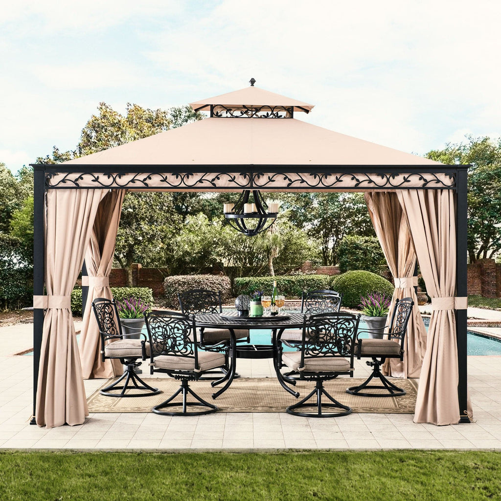 10x12 Steel Frame Soft Top Gazebo with Vine & Netting – SUNJOY Canada